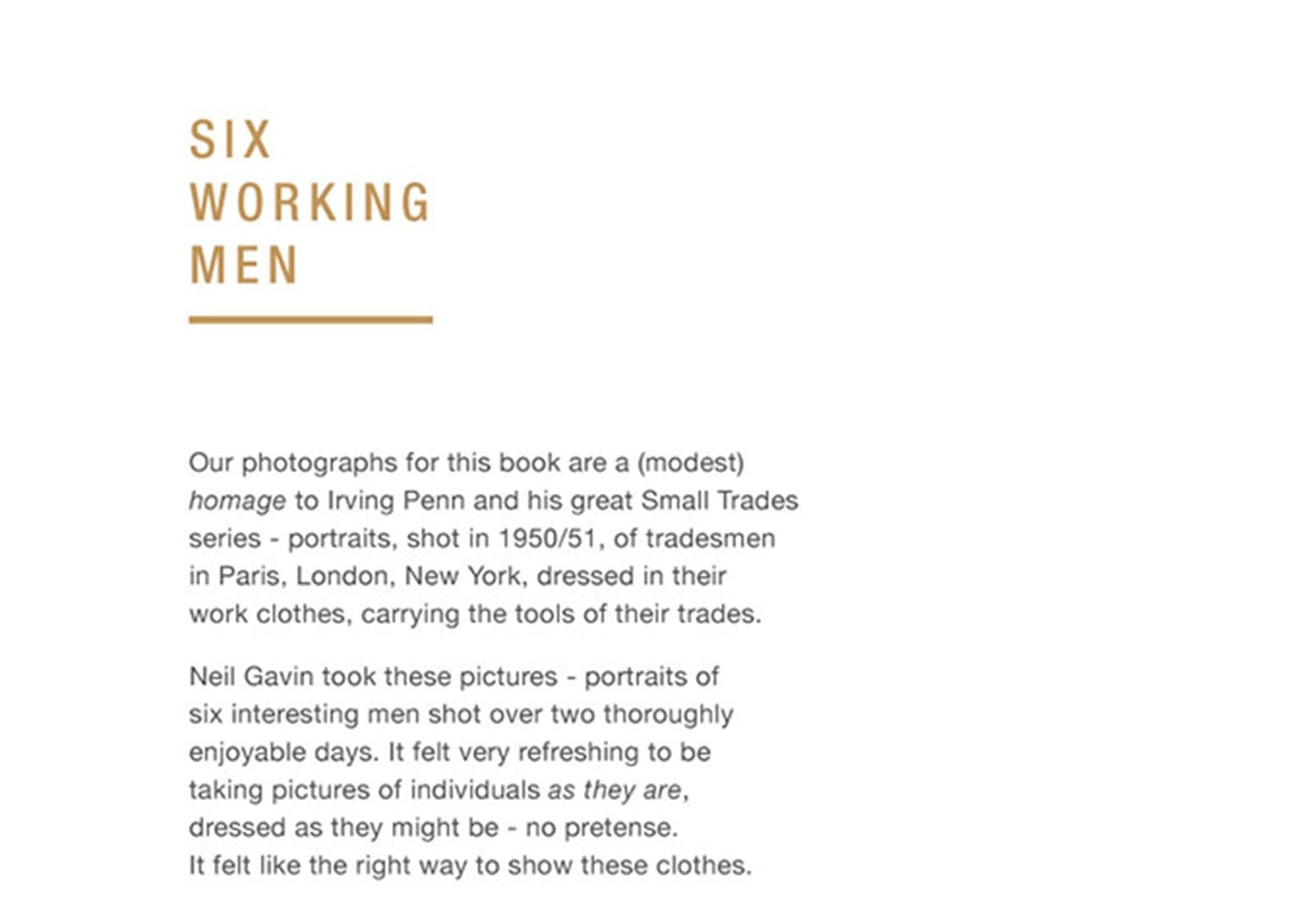 Six Working Men | TOAST Magazine