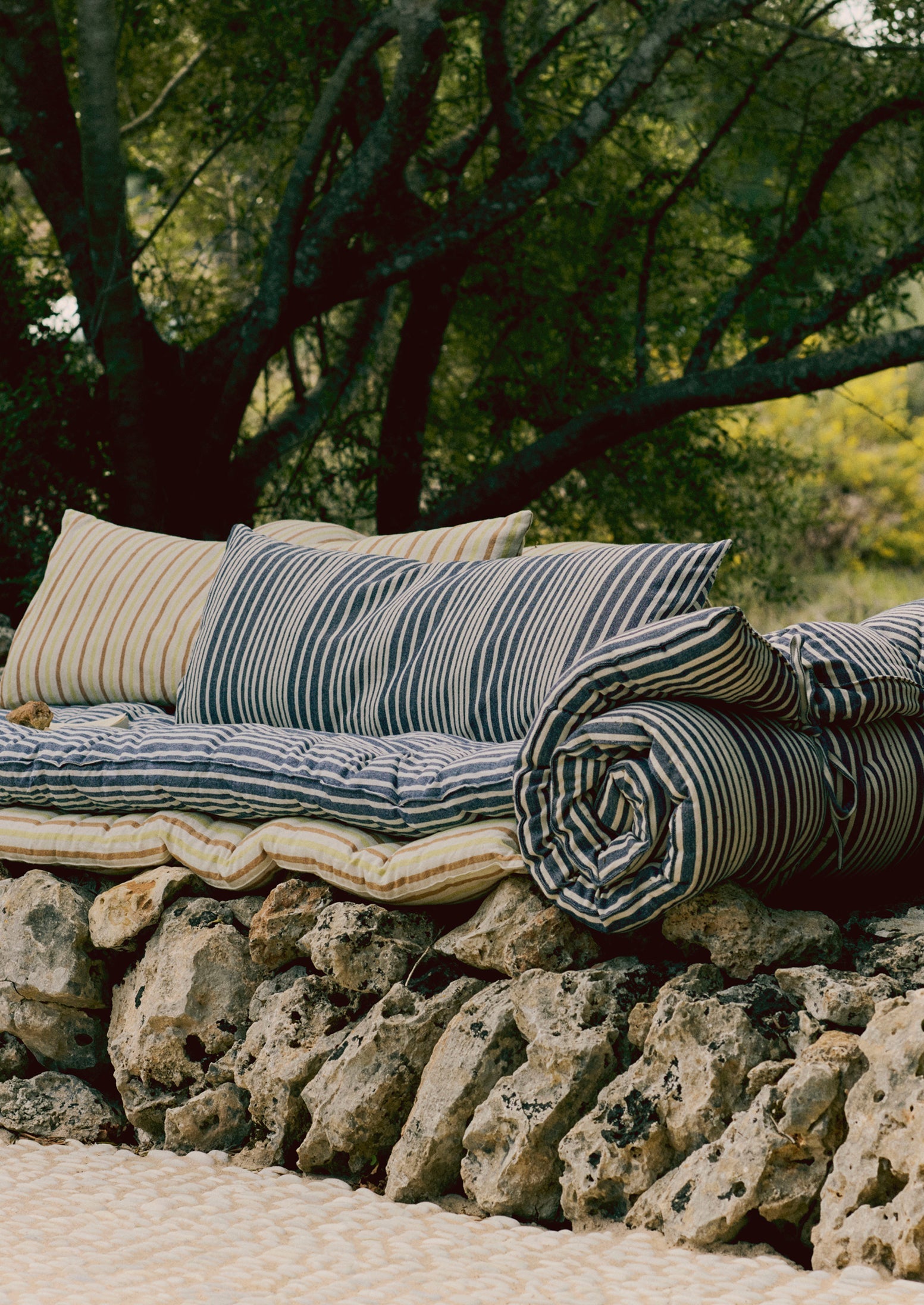 Hand Woven Stripe Summer Mattress | Ecru/Indigo | TOAST