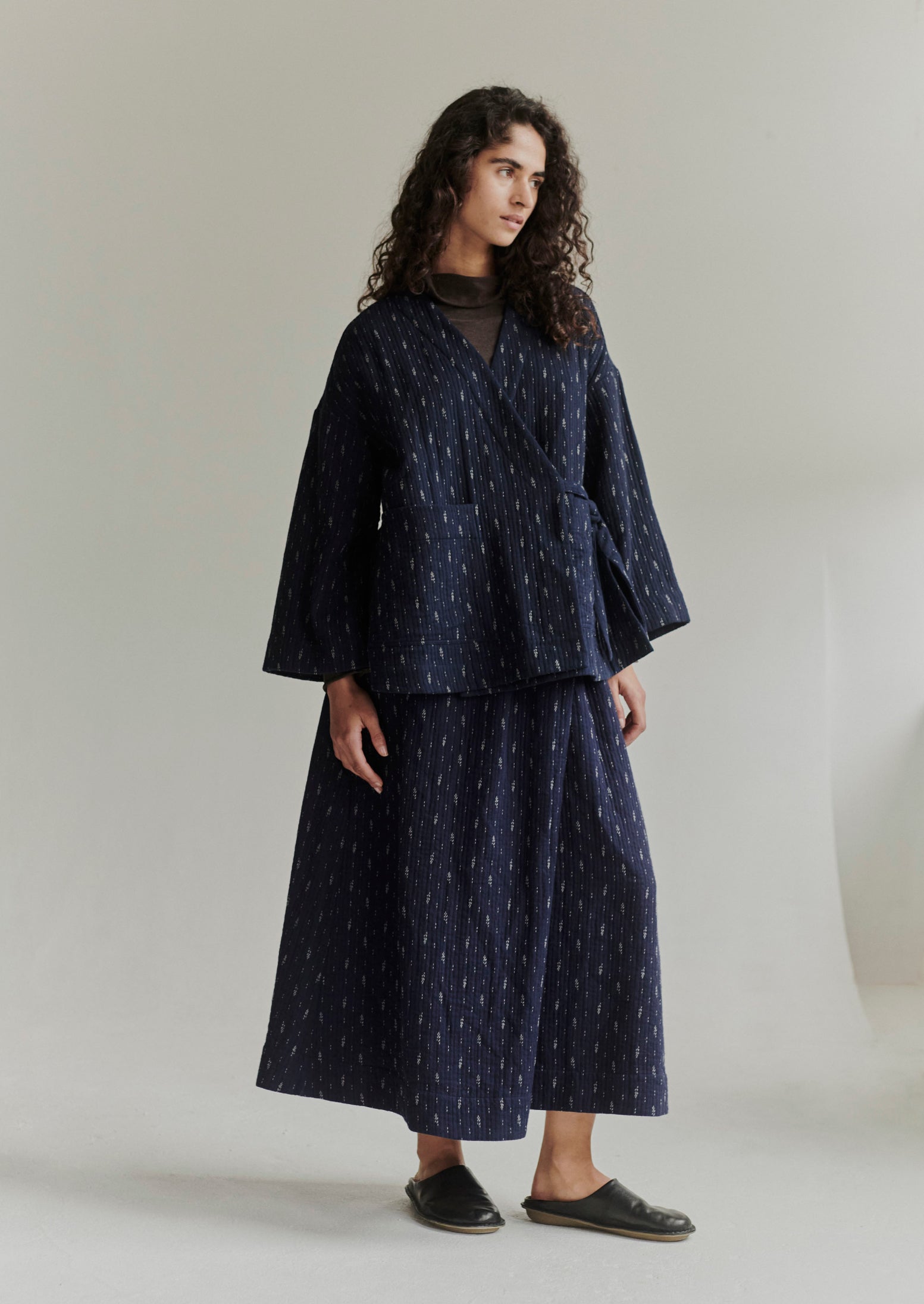 Dobby Cotton Lounge Jacket | Indigo Blue | TOAST