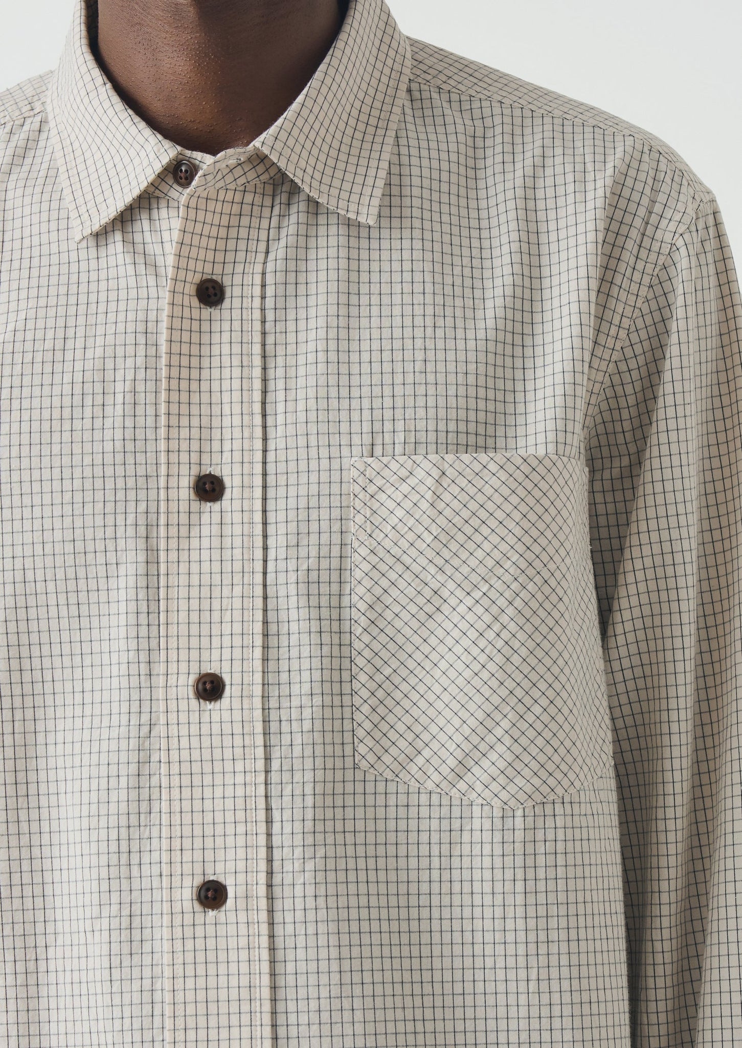 Counter Check Cotton Shirt | Ecru/Provence Blue | TOAST