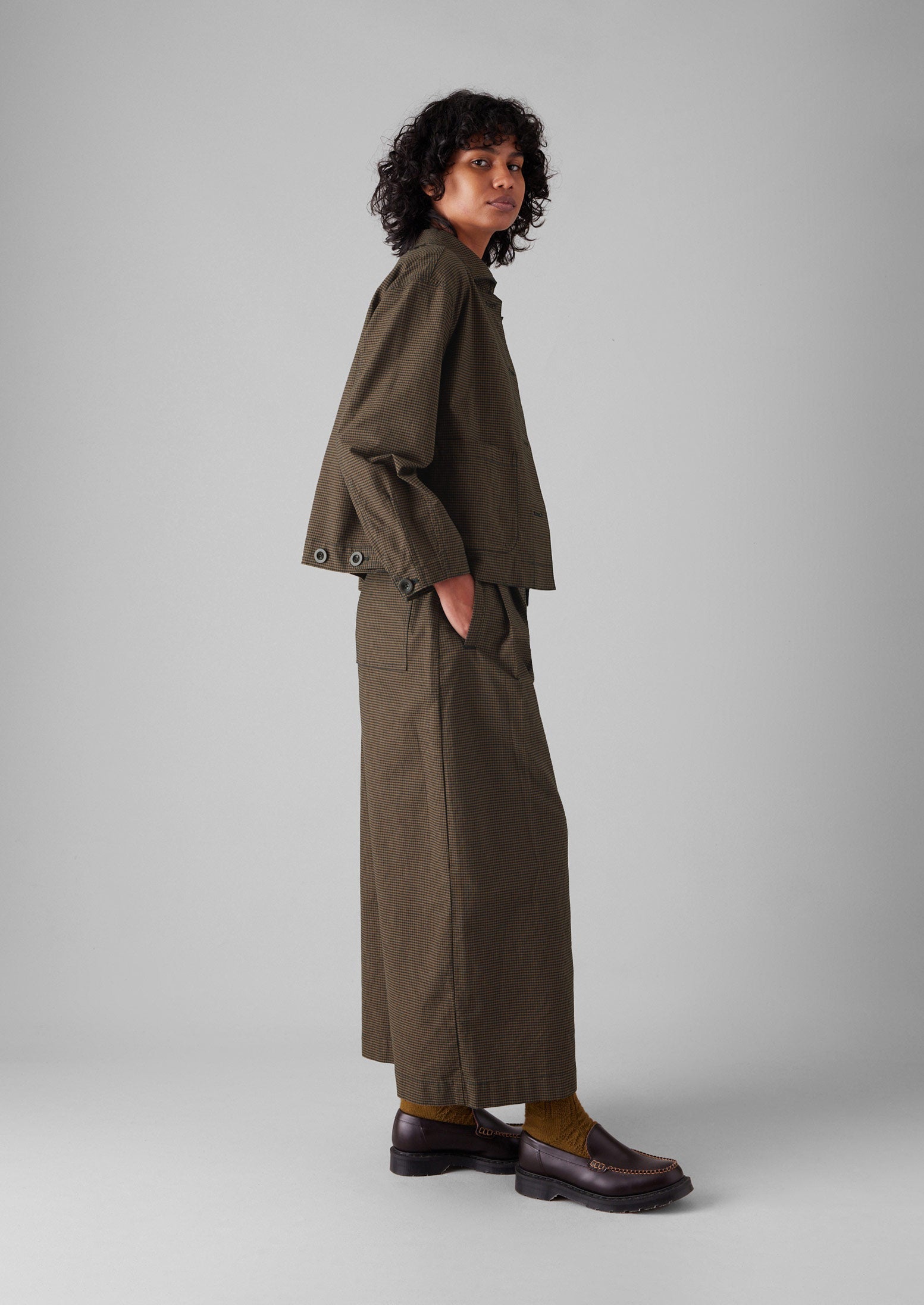 Birch Gingham Cotton Jacket | Burnt Umber | TOAST